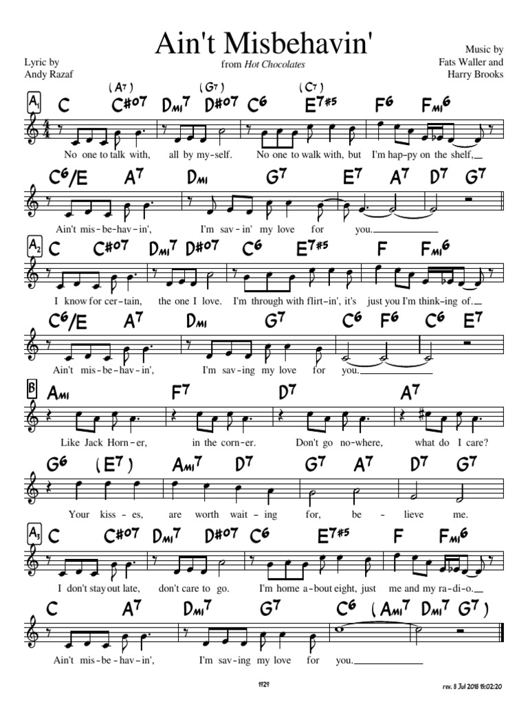 Aint Misbehavin | Download Free PDF | Music Hall Of Fame Inductees | American Jazz Musicians