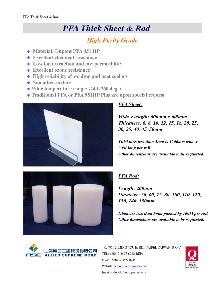 PFA Thick Sheet | PDF