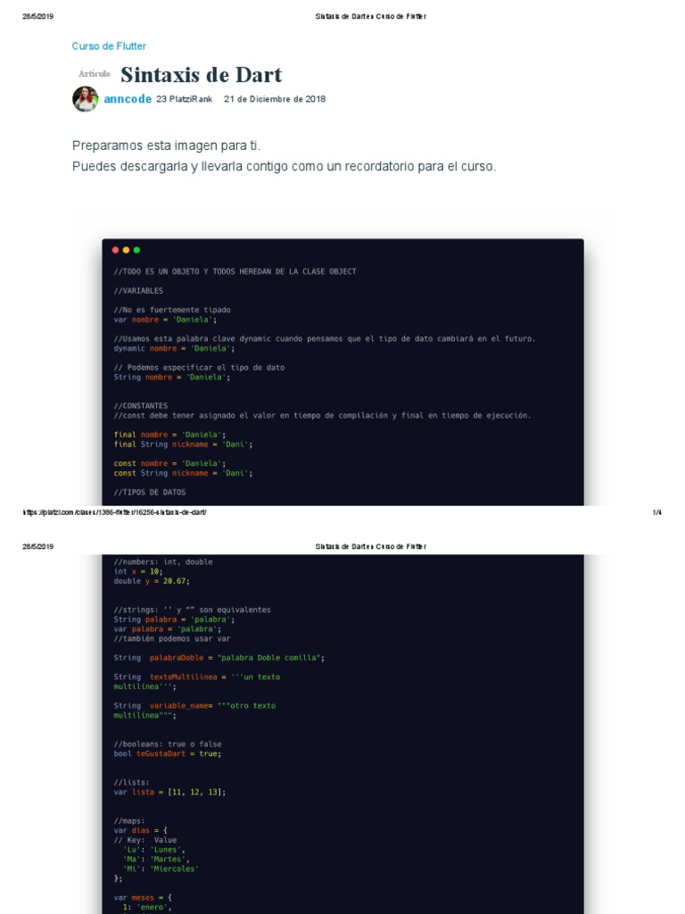 Sintaxis de Dart | PDF