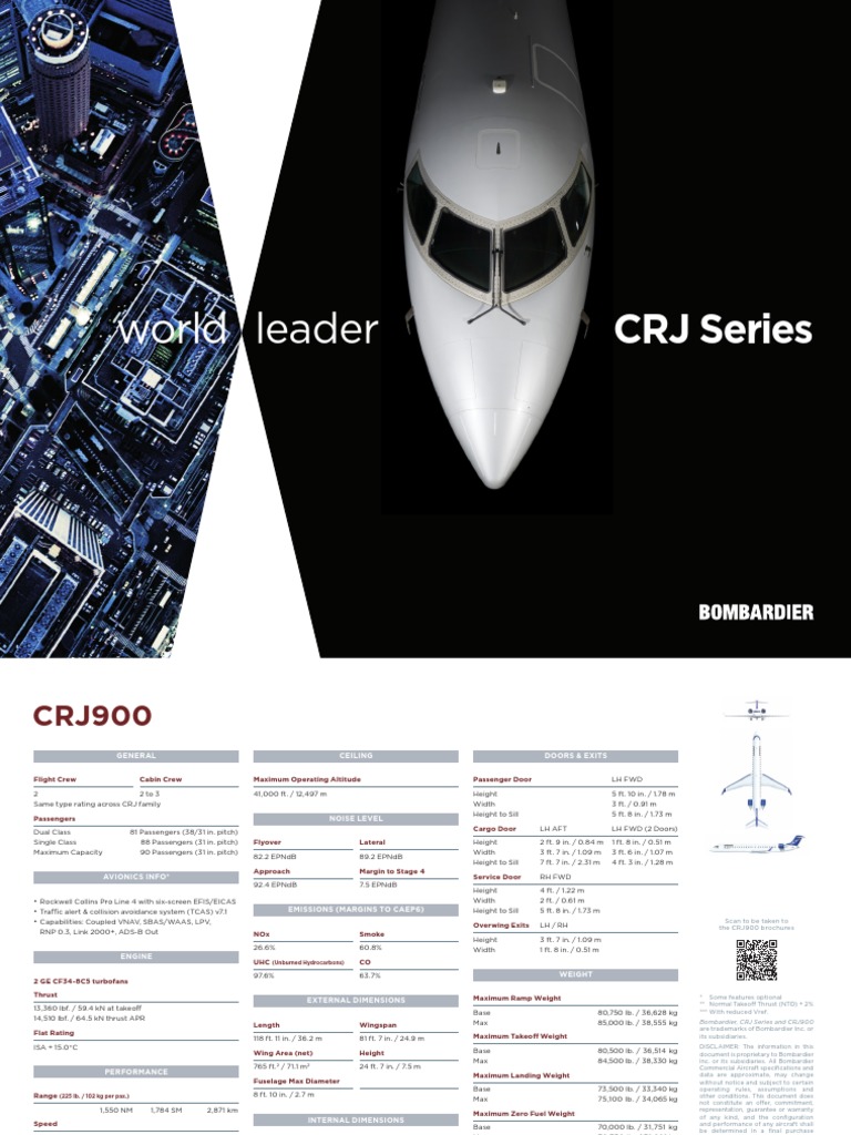 FactSheet CRJ Series CRJ900 PDF | PDF | Takeoff | Thrust