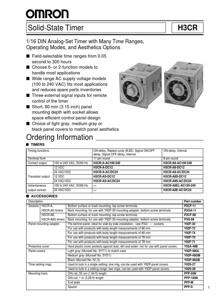 Solid-State Timer: 1/16 DIN Analog-Set Timer With Many Time Ranges ...