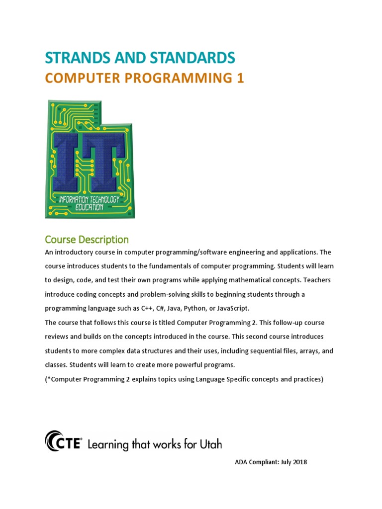 Strands and Standards: Computer Programming 1 | PDF | Control Flow ...