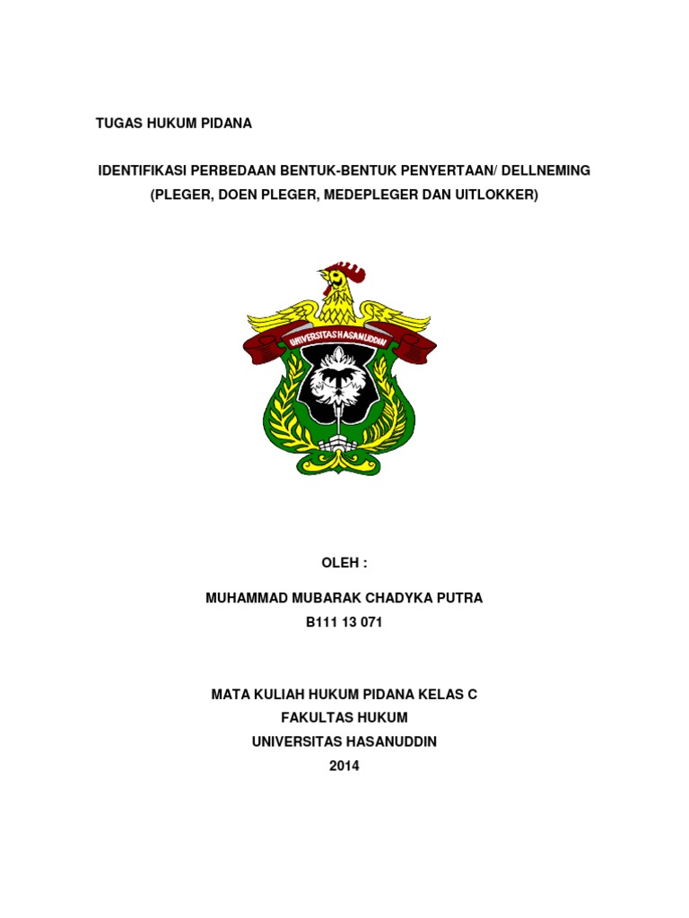 Perbedaan Pleger dan Penyertaan Lainnya | PDF | Ilmu Sosial | Sains ...