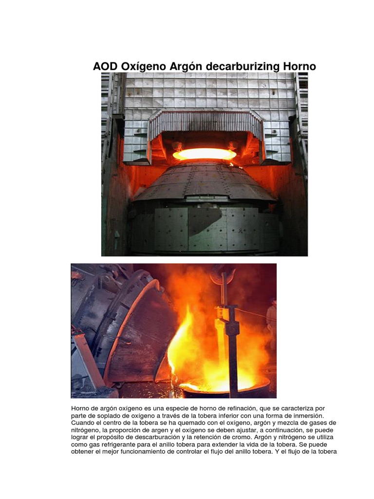 AOD Oxígeno Argón Decarburizing Horno | PDF | Fundición | Acero