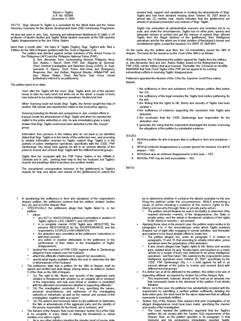 Razon V Tagitis | PDF | Burden Of Proof (Law) | Crime & Violence