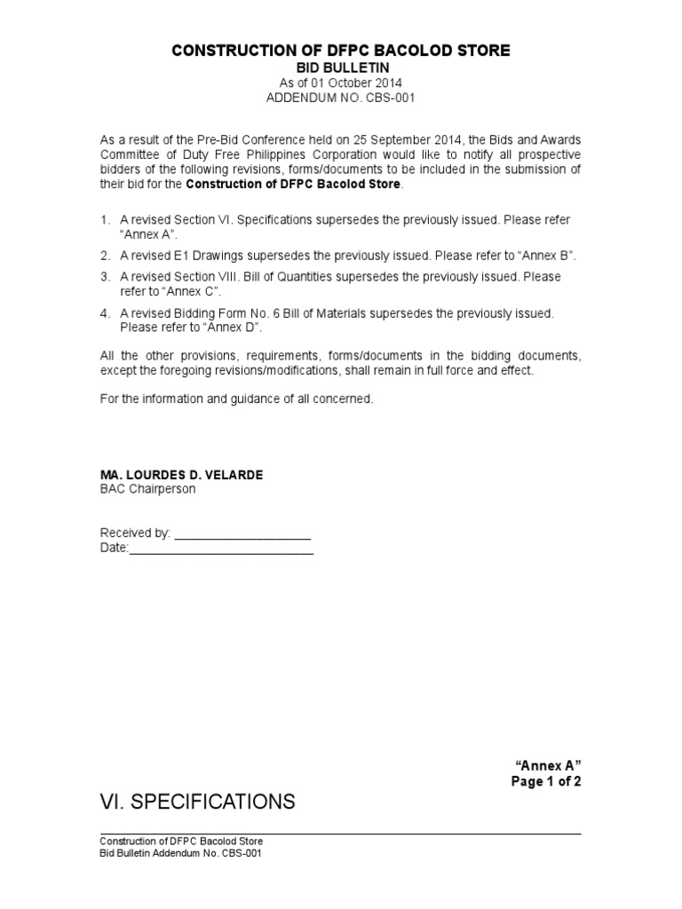 Bid Bulletin CBS-001 - 0 | PDF | Wire | Building Engineering