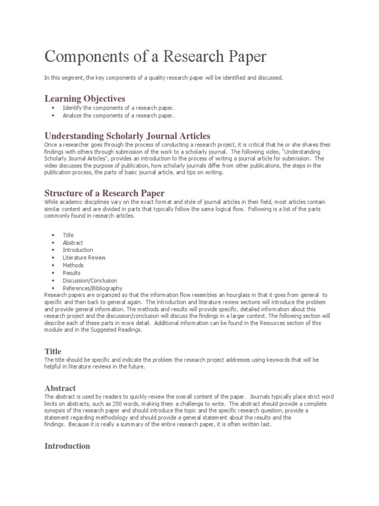 A Comprehensive Guide to the Key Components of a Quality Research Paper ...