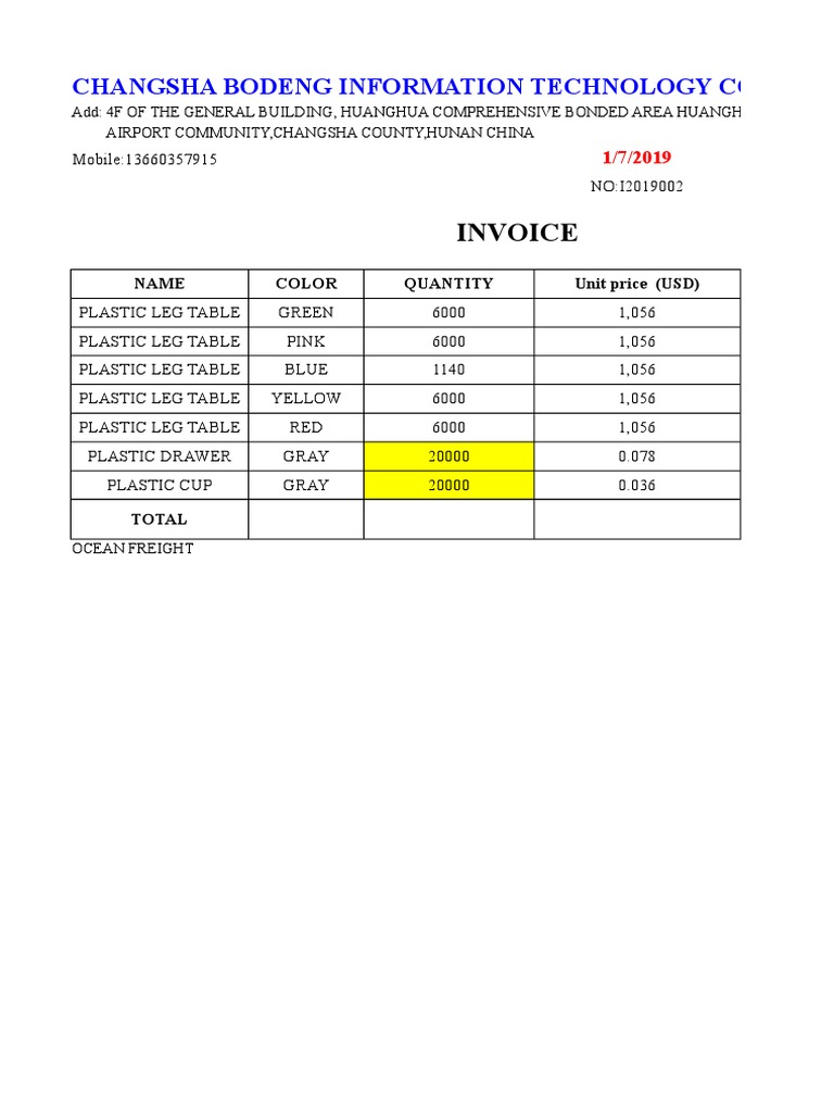 Invoice for Bodeng Plastic Products | PDF