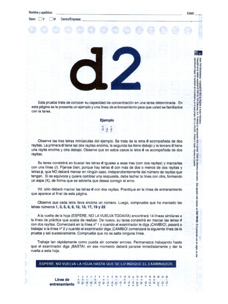 Test d2 Protocolo PDF | PDF