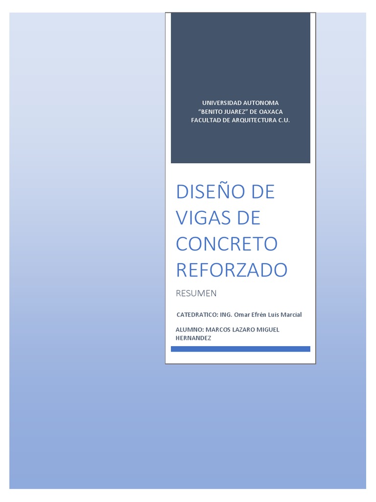Diseño De Vigas De Concreto Reforzado Pdf Concreto Reforzado Hormigón