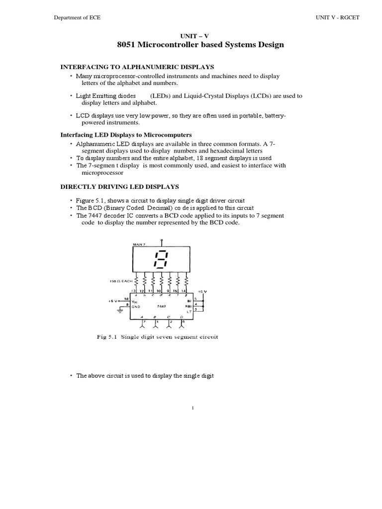 8051 Microcontroller Based Systems Design: Unit - V | PDF | Electric ...