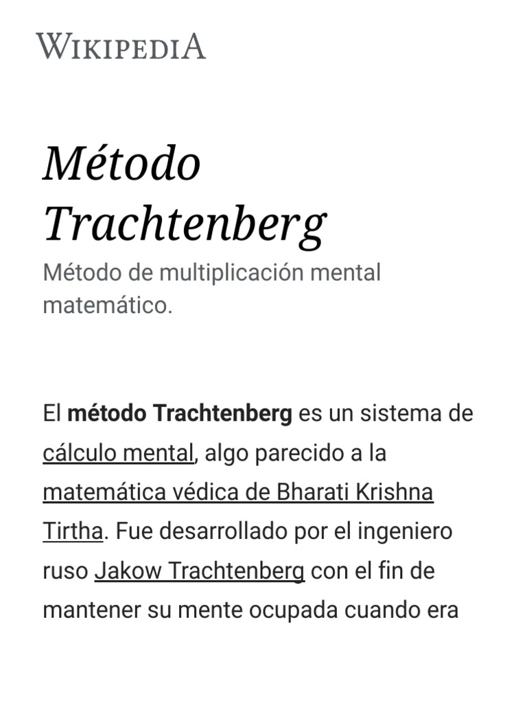 Método Trachtenberg - Wikipedia, La Enciclopedia Libre | Números ...