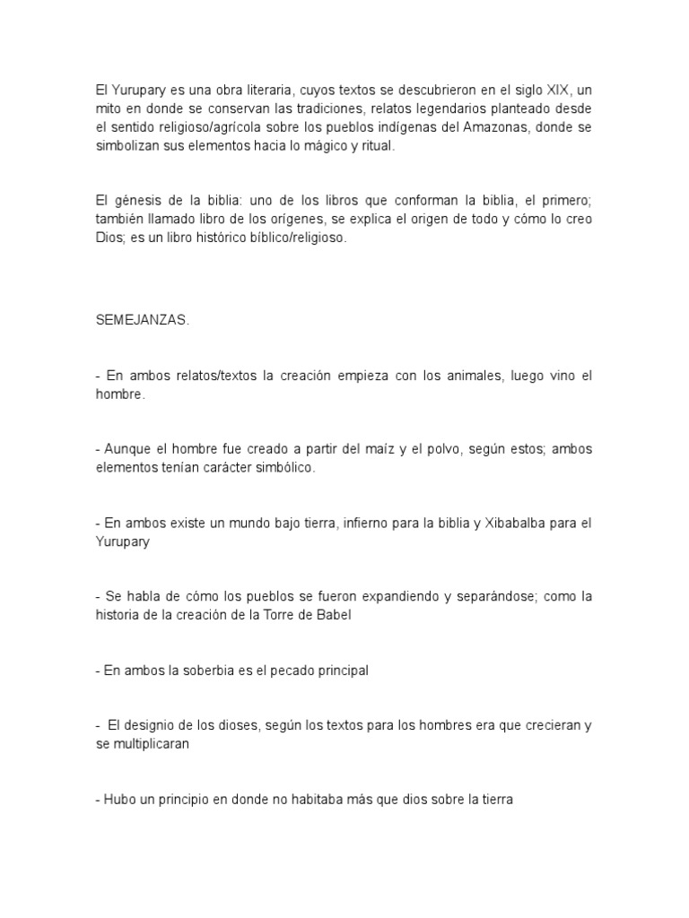 El Yurupary | PDF | Libro del Génesis | Mitos de la creación