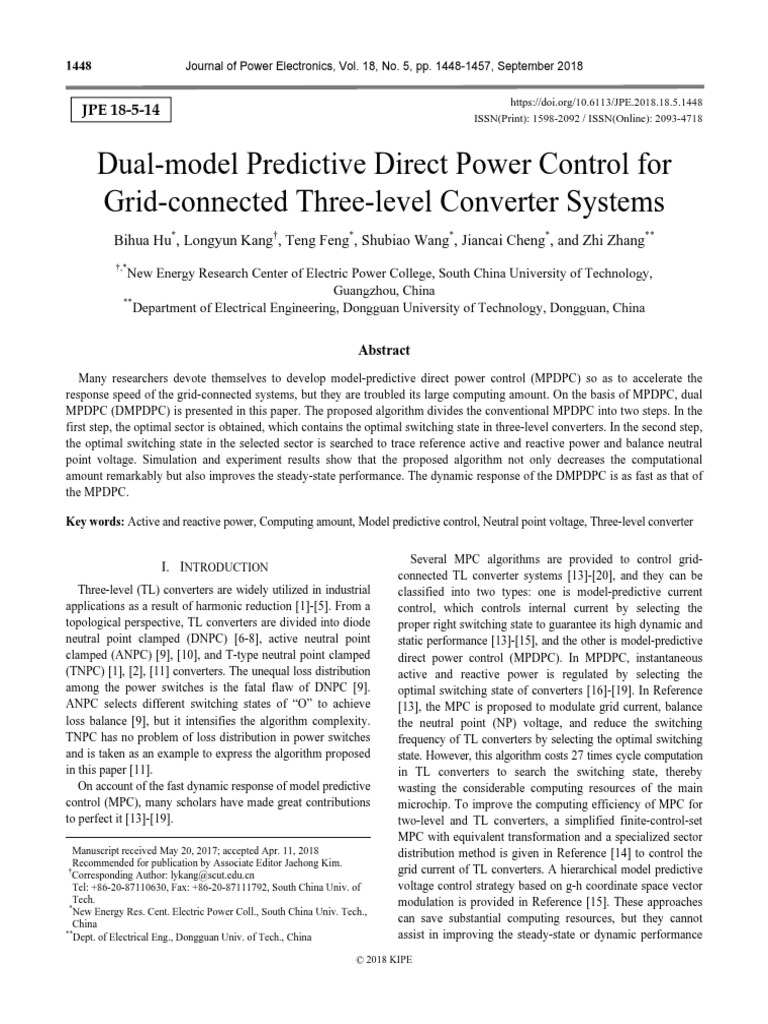 Hu Et Al - 2018 - Dual-Model Predictive Direct Power Control For Grid-Connected Three-Level ...