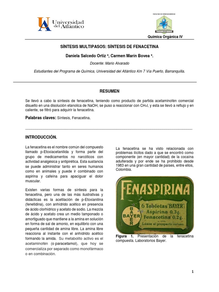 Sintesis de Fenacetina 1 | PDF | Compuestos químicos | Sustancias químicas