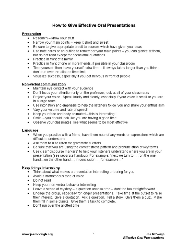 Effective Oral Presentations | PDF | Speech | Nonverbal Communication