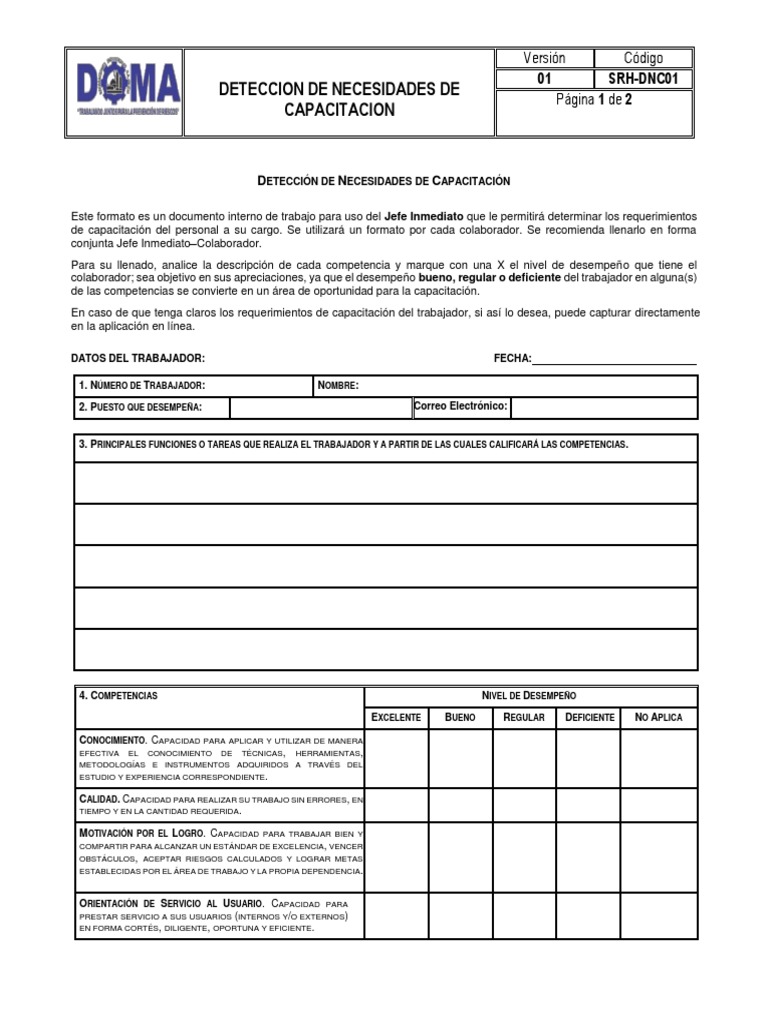DNC Deteccion de Necesidades de Capacitacion | PDF | Toma de decisiones | Cognición
