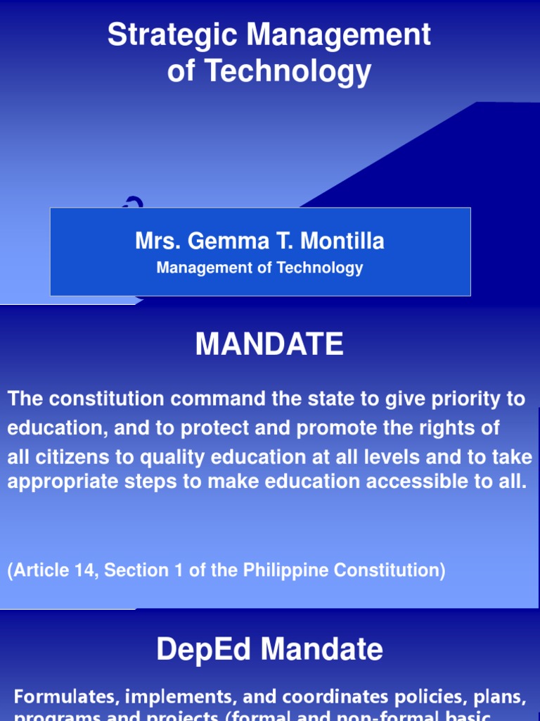 Strategic Management of Technology Report | PDF | Educational ...