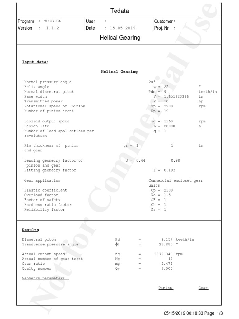 Not For Commercial Use: Tedata | PDF | Gear | Machines