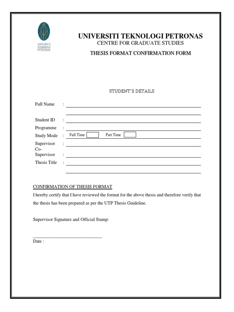 Thesis Format Confirmation Form | PDF