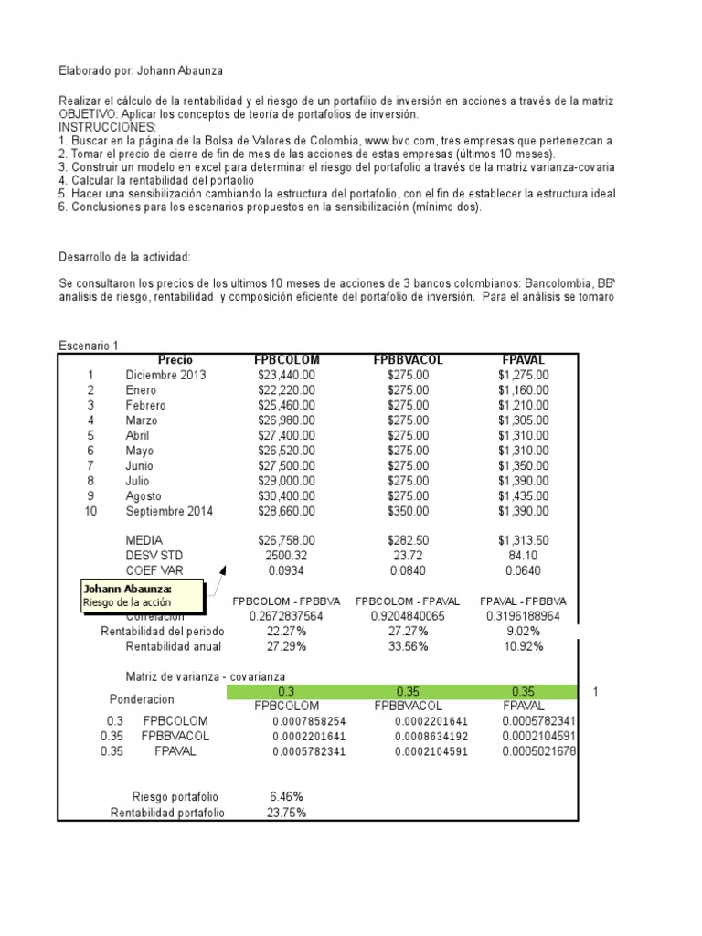 Ejercicio Portafolio de Inversion 2019 - Johann Abaunza | PDF | Compartir (Finanzas) | Economias