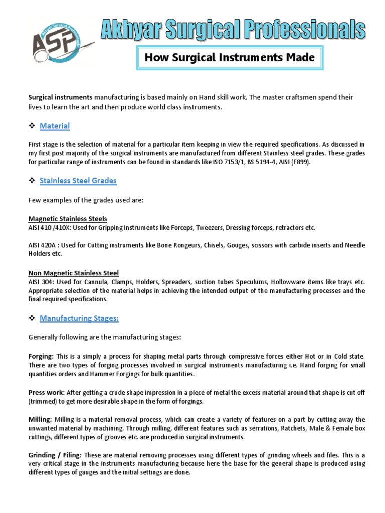 How Surgical Instruments are Crafted | PDF | Heat Treating | Corrosion