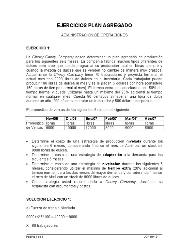 05 Ejercicios Plan Agregado | PDF | Economias | Labor