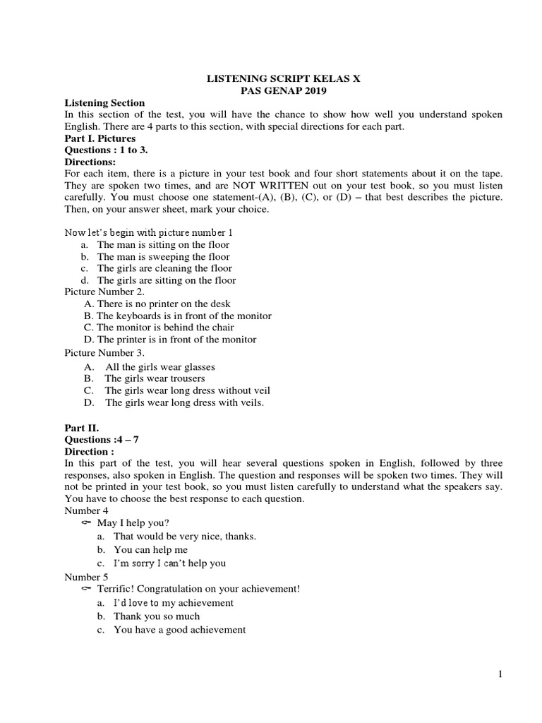 Listening Script Kelas X | PDF