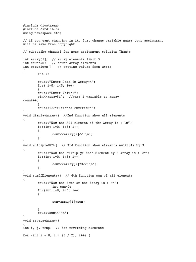 CS201 Assignment No 02 Solution Spring 2019(j8D1Qe).docx | Array Data ...