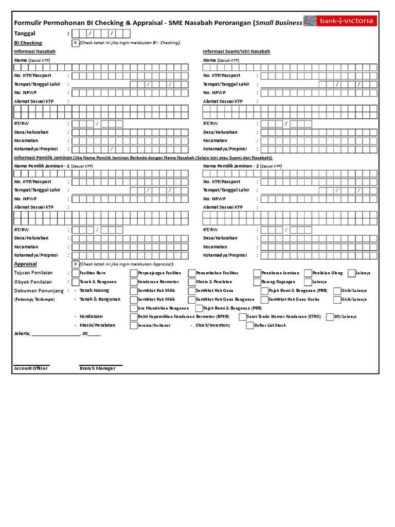 Form Bi Cheking Perorangan | PDF