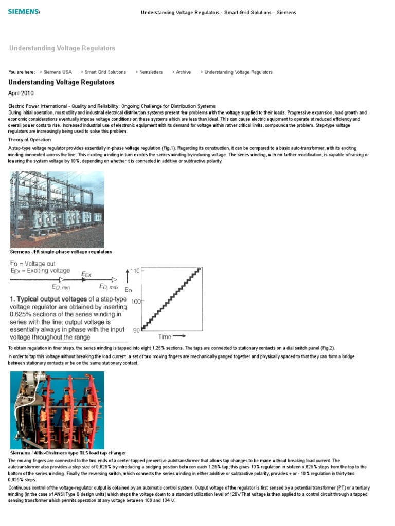 Understanding Voltage Regulators - Smart Grid Solutions - Siemens | PDF ...