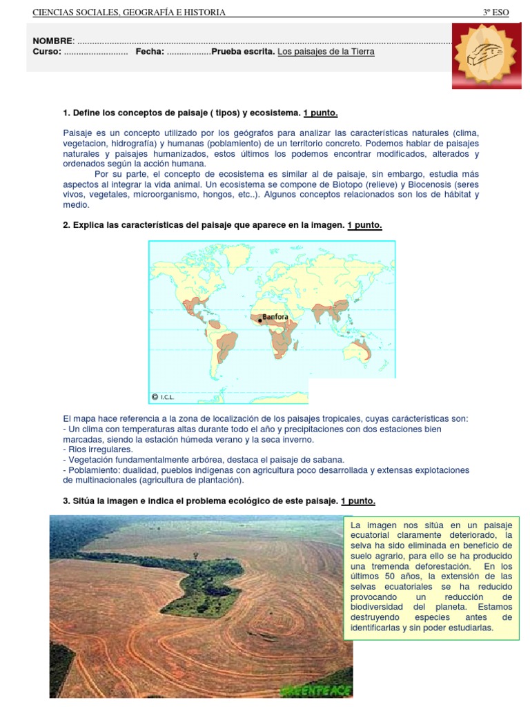 Autoevaluación Unidad 2. Los Paisajes de La Tierra. | PDF | Clima ...