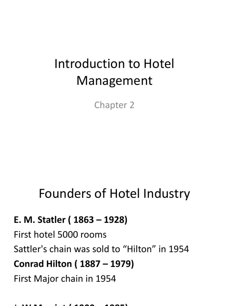Introduction To Hotel Management Chapter 2 .3, 4 & 5 | PDF | Motel | Hotel