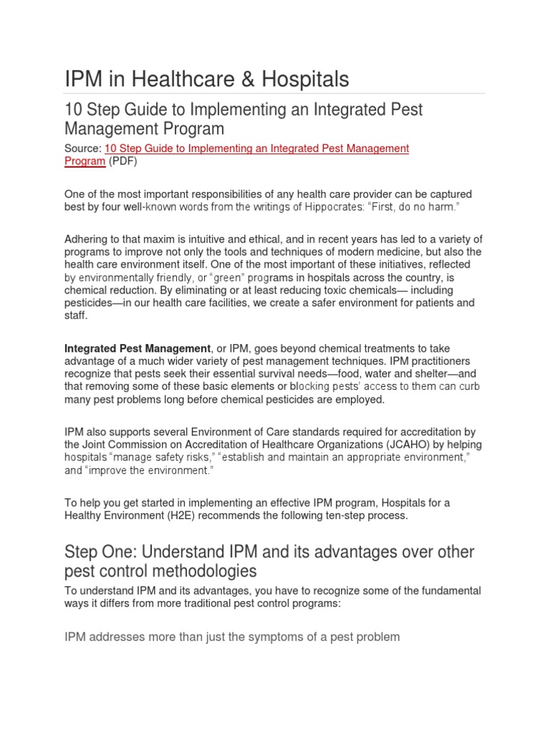IPM in Healthcare & Hospitals: 10 Step Guide To Implementing An ...