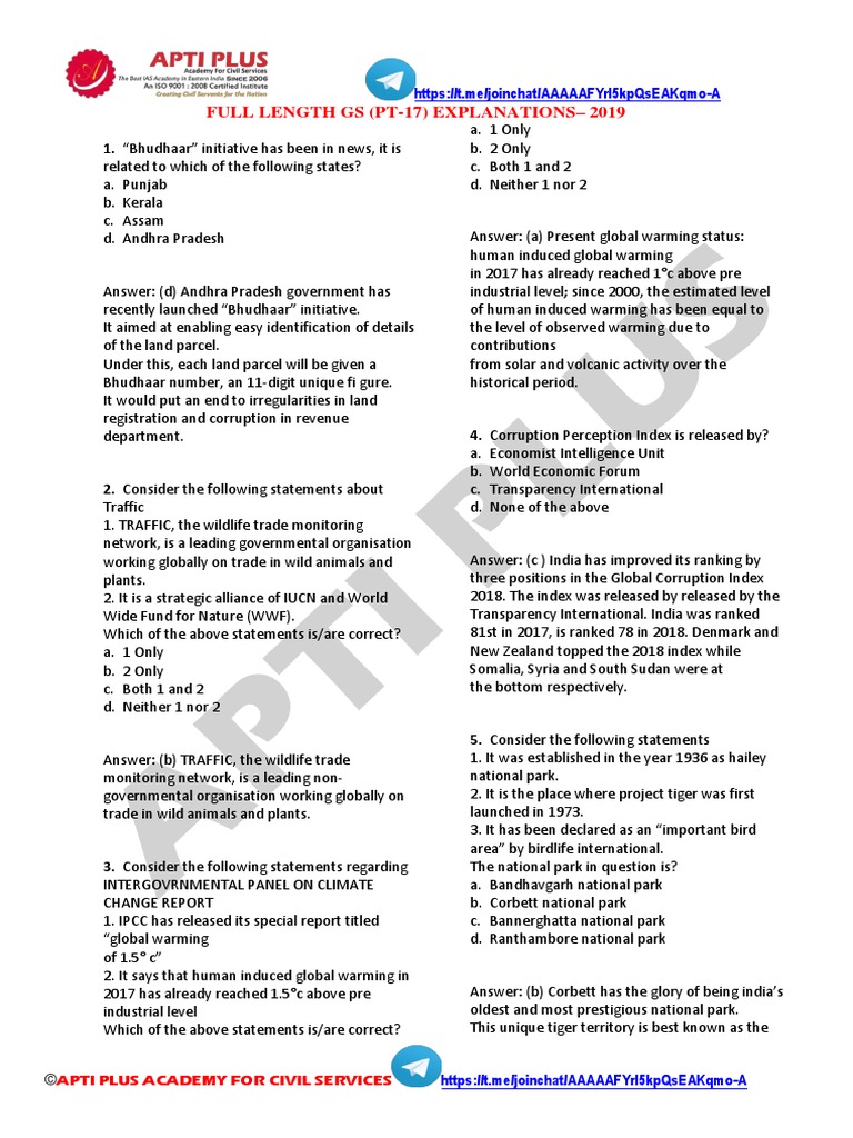 17 APTI Plus Prelims 2019 | PDF | Zika Fever | Nature