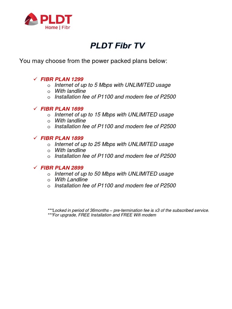 PLDT Fibr Plans 2019 | PDF