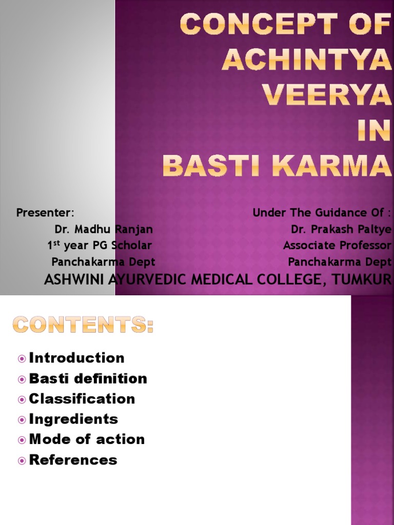 Ayurvedic Enema (Basti) Therapy: Mechanism of Action | PDF | Ayurveda ...