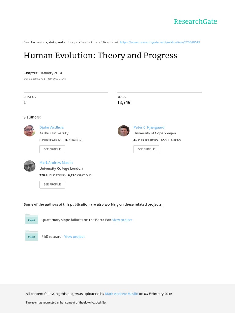 Human Evolution: Theory and Progress: January 2014 | PDF | Homo | Human Evolution