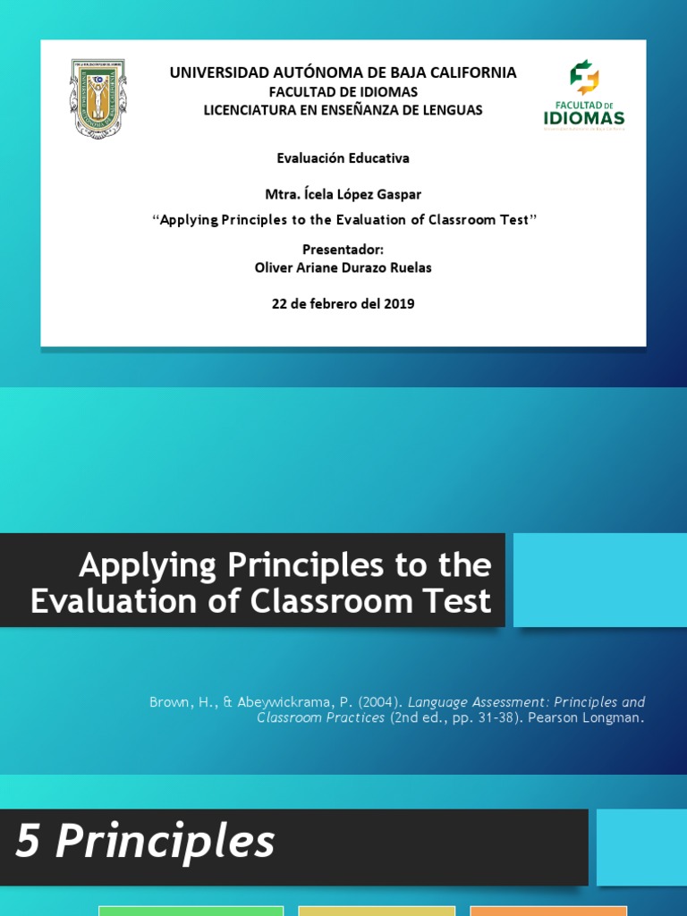 Classroom Test Evaluation Principles | PDF | Language Arts & Discipline