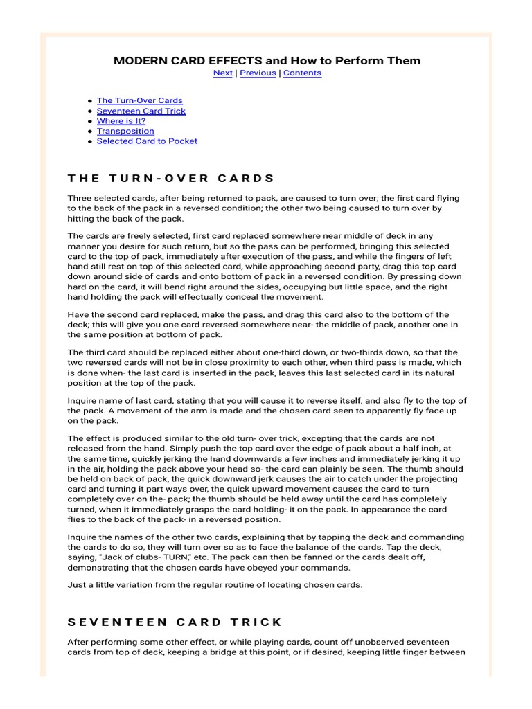 Modern Card Effects Explained | PDF | Hand | Leisure