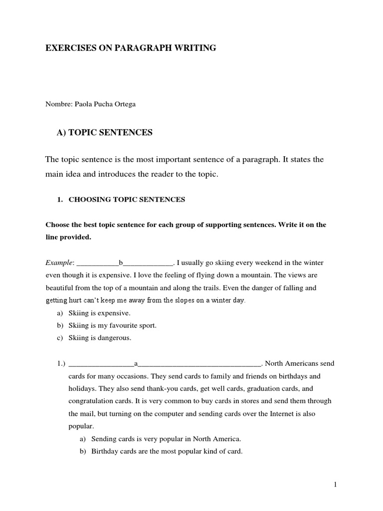 Exercises On Paragraph Writing-1-7 | PDF | Paragraph | Vegetables