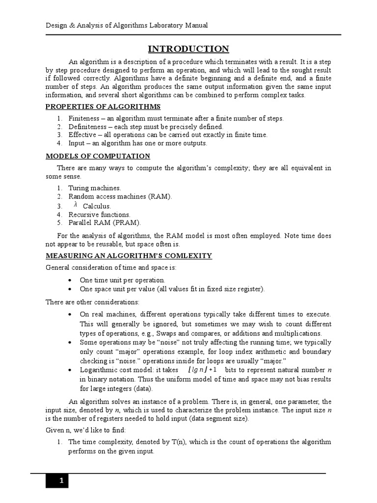 SJBIT (Design and Analysis of Algorithm Lab Manual) | Download Free PDF | Time Complexity ...