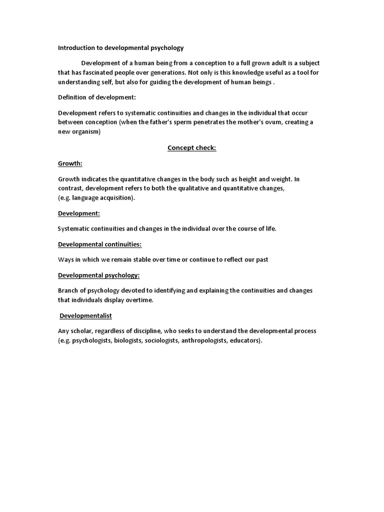 Introduction To Developmental Psychology | PDF