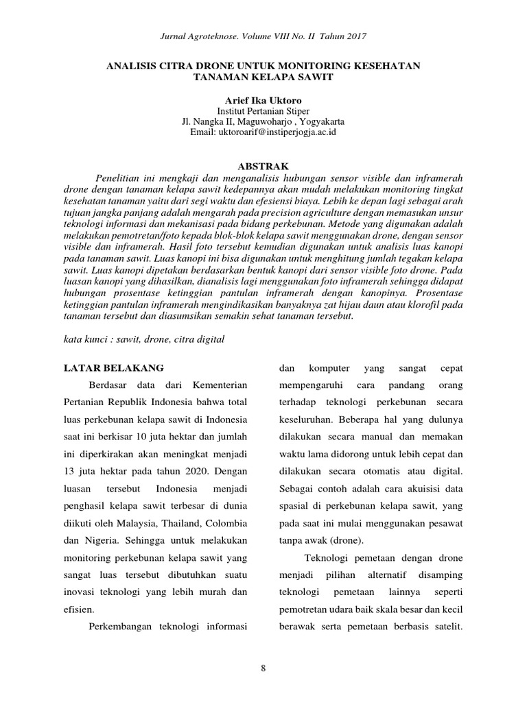 Penting. Jurnal Drone & Kesehatan Kelapa Sawit PDF | PDF | Sains & Matematika | Teknologi & Rekayasa