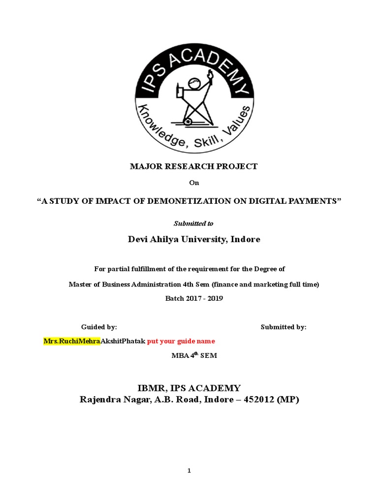 MBA Study: Demonetization & Digital Payments | PDF | Indian Black Money ...