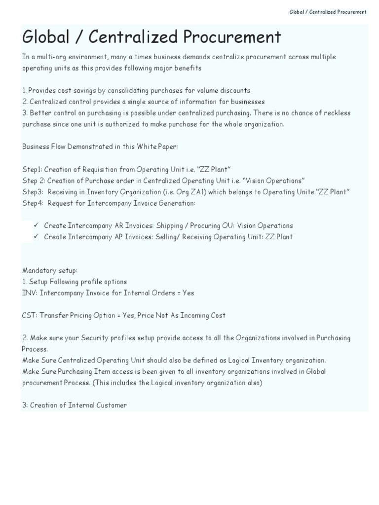 Global / Centralized Procurement | PDF | Procurement | Human Resources