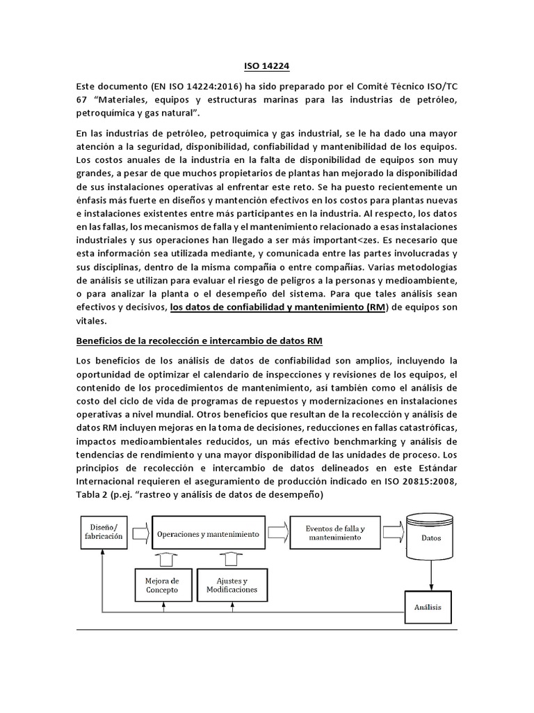 ISO 14224 Informe | PDF | Taxonomía (biología) | Organización ...