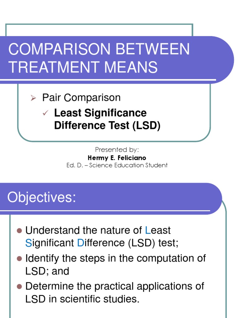 Least Significance Difference Test (LSD) | PDF | Experiment | Mean