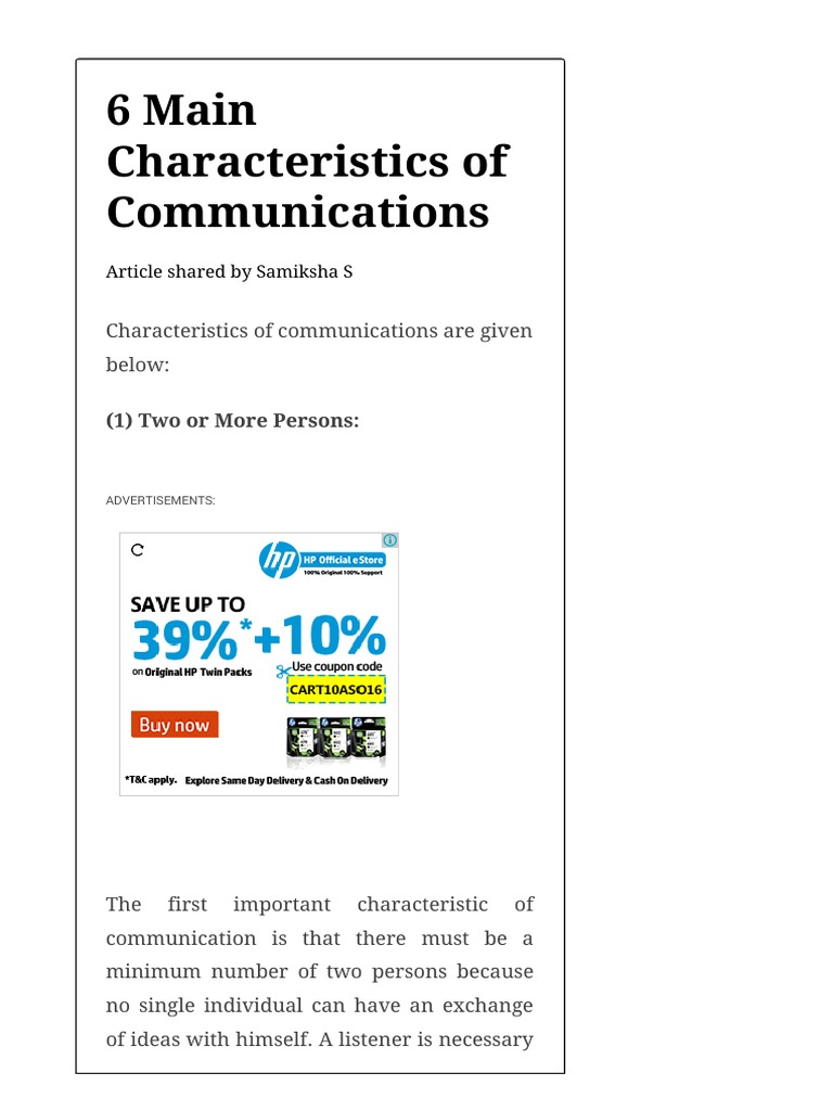 6 Main Characteristics of Communications | PDF | Communication ...