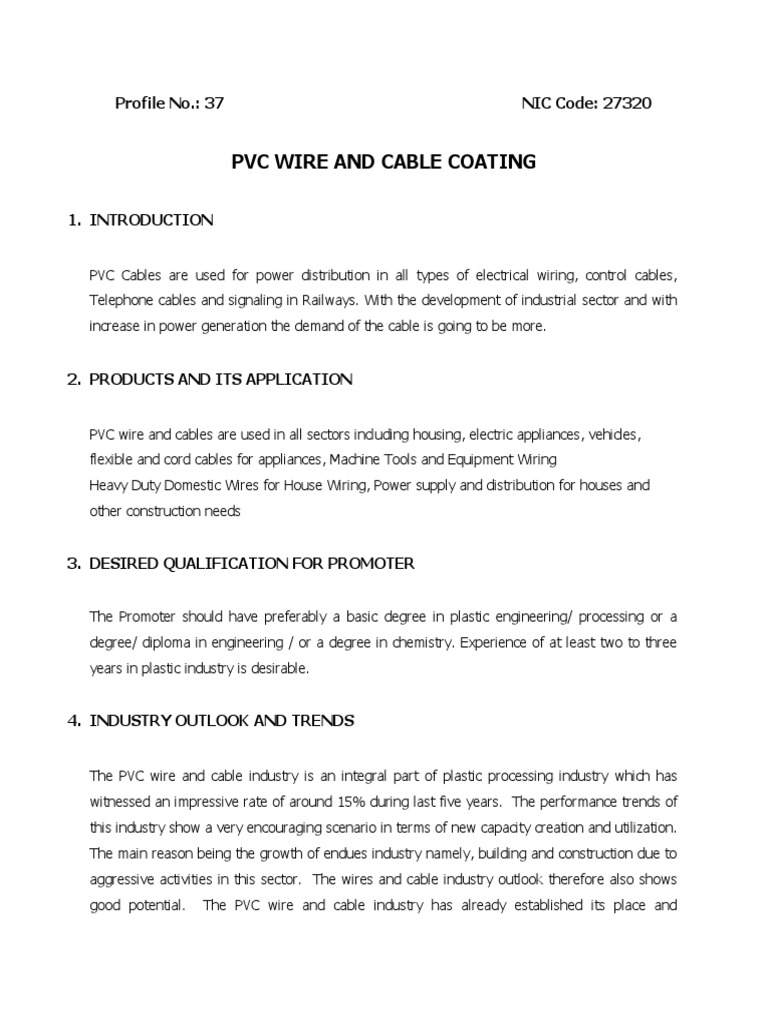 PVC Wire and Cable Coating Overview | PDF | Electrical Wiring ...